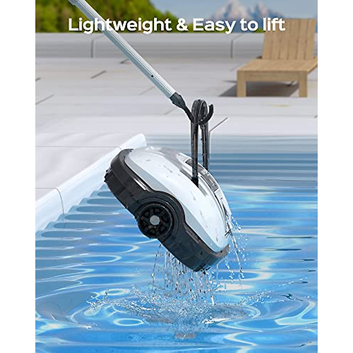 Upgraded - WYBOT Cordless Pool Vacuum, Robotic Pool Cleaner with Large Battery Up to 100Mins Runtime, Strong Suction, Pool Vacuum Robot for Above Ground Flat Bottomed Pools Up to 861 Sq.Ft-White