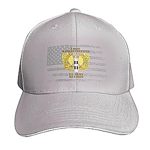 Army Retired Chief Warrant Officer Emblem Cw2 Hat Baseball Cap Duck Tongue Cap Adult Sandwich Hat Gray