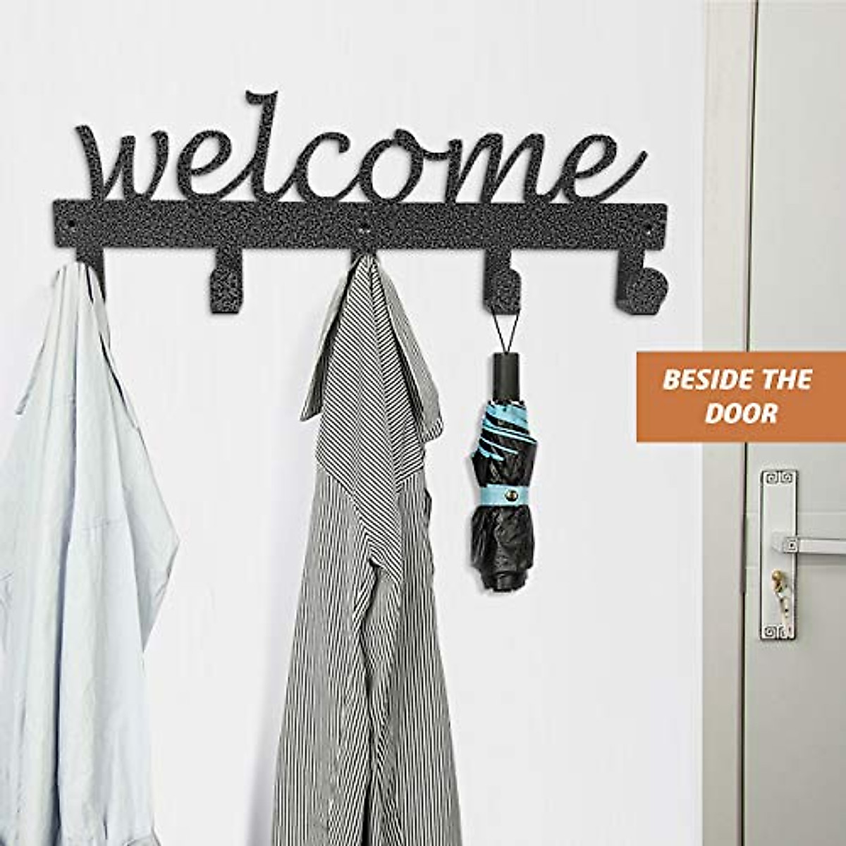 Towel Hooks Bathroom Towel Racks Holder Organizer, Metal Sandblasted Wall Mounted Coat Hooks for Clothing Robes Towels Bathroom Kitchen Entryway