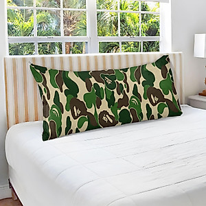 Camouflage Green Pillowcase for Hair and Skin Body Pillow Cover Pillowcases Queen Size 20"X 30" Body Pillow Case Cover with Zipper for Body Pillows