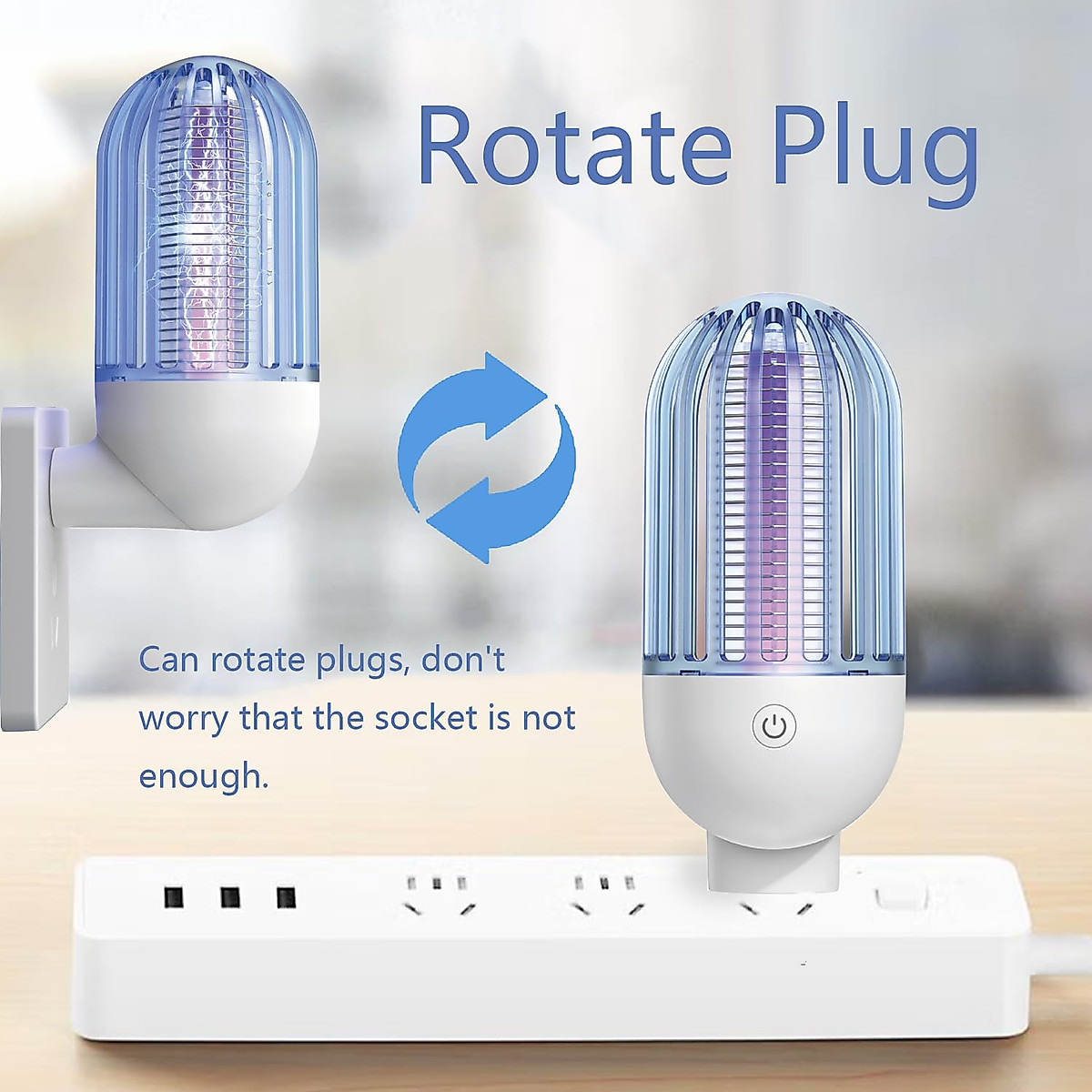 Mosquito Killer Lamp with Rotatable Plug, Electric Indoor Bug Zapper for Home Mosquito Indoor Bug Lights Zappers Electric Bug Zapper 2100V Output, 2-Pack