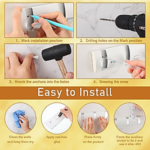 Wesiti 8 Hooks Wall Mounted Coat Rack, Floating Rack with Retractable Hooks, Door Wall Coat Rack Aluminum Space Saving Wall Hangers Hook Rail for Entryway Bathroom Hat Towel (White)