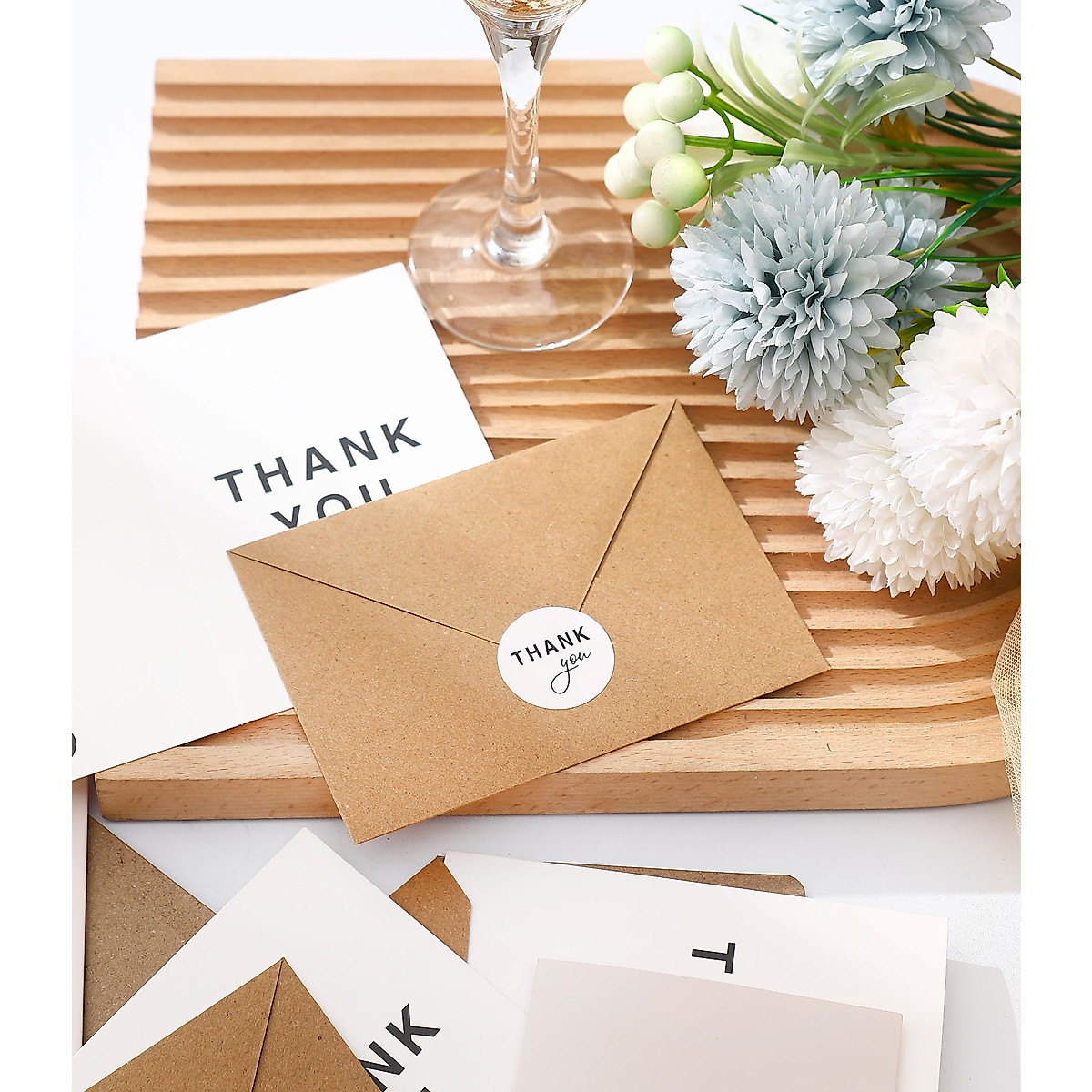100 PK Bulk Thank You Cards with Envelopes Assorted - 5 x 3.5 Inches Wedding Thank You Cards Baby Shower Bridal Shower Personalized Thank You Notes for Small Business Graduation Funeral Birthday