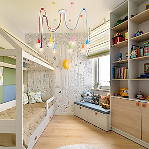 JLDSO Colorful Spider Kids Chandelier,Kids Playroom Light Fixture Ceiling,Rainbow Chandelier for Girls Room,Boy Room,Classroom,Bedroom,Classroom.