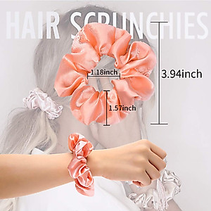 50 Satin Hair Scrunchies in Multiple Colors - Silk Accessories for Curly Hair, Teens and Girls - With Gift Bag