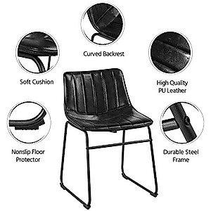Yaheetech 18" PU Leather Dining Chairs Armless Chairs Indoor/Outdoor Kitchen Dining Room Chairs with Metal Legs Upholstered, Set of 4, Black