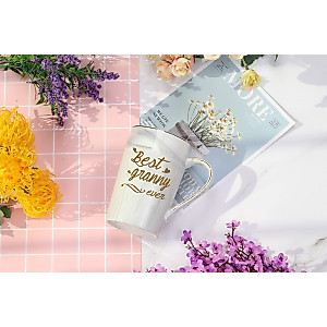 WENSSY Best Granny Ever Mug, Gifts for Granny, Birthday Mothers Day Gifts for Granny Grandma from Granddaughter Grandkis Grandson 14 Ounce Grey with Gift Box