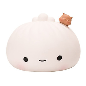 Jmlampee Cute Dumpling Lamp USB Rechargeable Silicone Squishy Light 7Colors Changing Baby Sleeping Lamp Night Light for Christmas Kids Children Birthday Gift