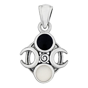 Sterling Silver Phases Of The Moon Goddess Pendant - Lunar Magic Symbol