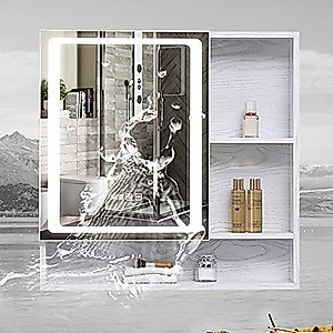 ZAYEN Bathroom Mirror Cabinet, Wall Mounted Bathroom Storage Cabinet with Smart Touch Switch Makeup Mirror Multifunctional Defogging Metal Aluminum Vanity Mirror Cabinet