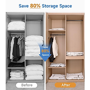 8 Pack Jumbo Vacuum Storage Bags, 80% Space Saver Vacuum Seal Bags for Clothing Bedding, Blankets, Comforters, Duvets, Quilts, and Pillows, Vacuum Compression Bags with Travel Hand Pump