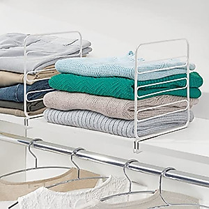 mDesign Versatile Metal Wire Closet Shelf Divider and Separator for Storage and Organization in Bedroom, Bathroom, Kitchen and Office Shelves - Easy Install, 8 Pack - White