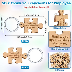 Resurhang Employee Appreciation Gifts Wooden Puzzle Keychain Staff Greeting Cards Thank You Team Building Gifts for Coworkers(50 Set)