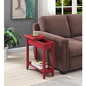 Convenience Concepts American Heritage Flip Top End Table with Shelf, 23", Cranberry Red