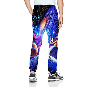 Goodstoworld Cool Galaxy Graphic Sweatpants Men Women 3D Joggers Funny Pants Men Rave Clothes Jogging Trousers with Drawstring Pockets XL