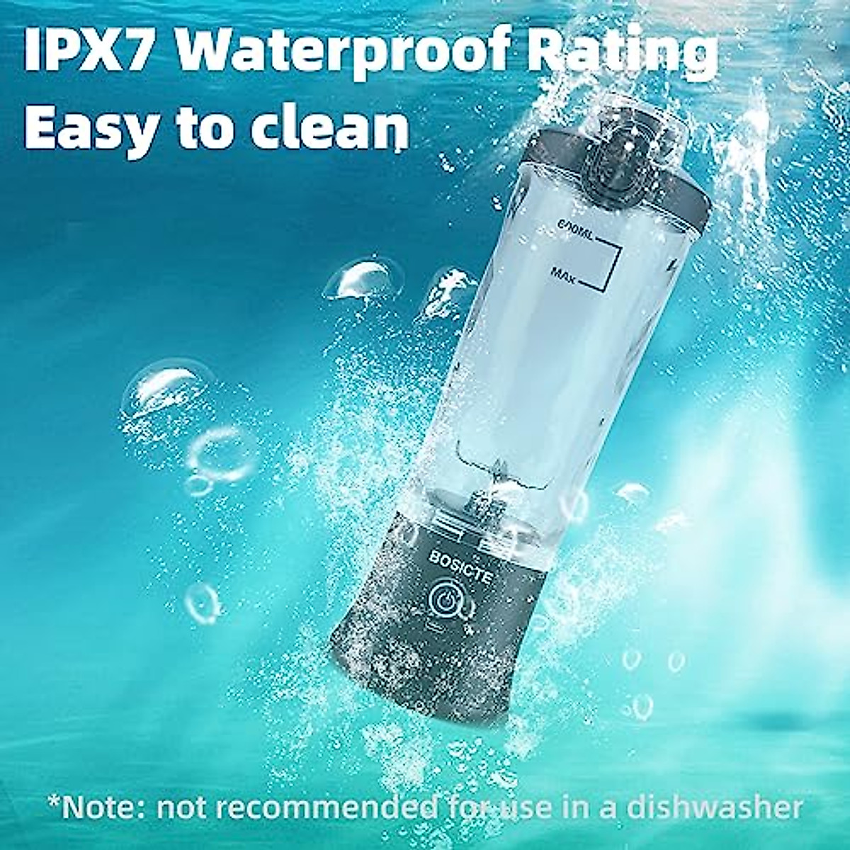 Portable Blender, BOSICTE Personal Size Blender for Shakes and Smoothies with 6 Blades, 20 Oz Mini Blender Cup with Travel Lid and USB Rechargeable for Office, Gym, Kitchen (Black)