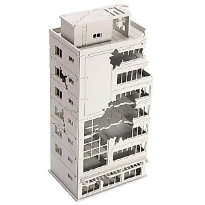 EatingBiting N Scale 1/144 1:144 Ruined Damaged Building After War Assembling Model Outland Realism Scene for DIY Sand Table Garden Micro Landscape Ornaments Decor Supply DIY Player Spray Painting