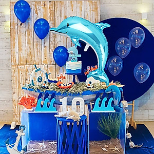 2 Pcs Dolphin Shape Splash Giant Foil Mylar Balloons Birthday Party Decorations Kids Gift