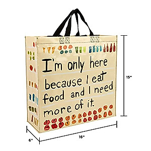 Blue Q Shoppers, Reusable Grocery Bag, Sturdy, Easy-to-Clean, 15" h x 16" w x 6" d, made from strong 95% recycled material (Multi)