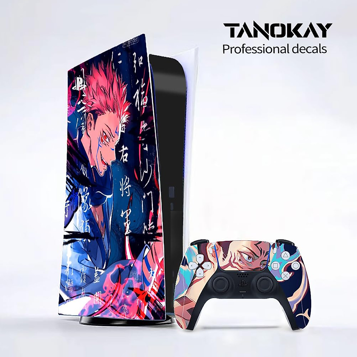 TANOKAY PS5 Console Skin and Controller Skin Set | Anime Sukuna & Yuji Itadori | Matte Finish Vinyl Wrap Sticker Full Decal Skins | Compatible with Sony PlayStation 5 Disc Version