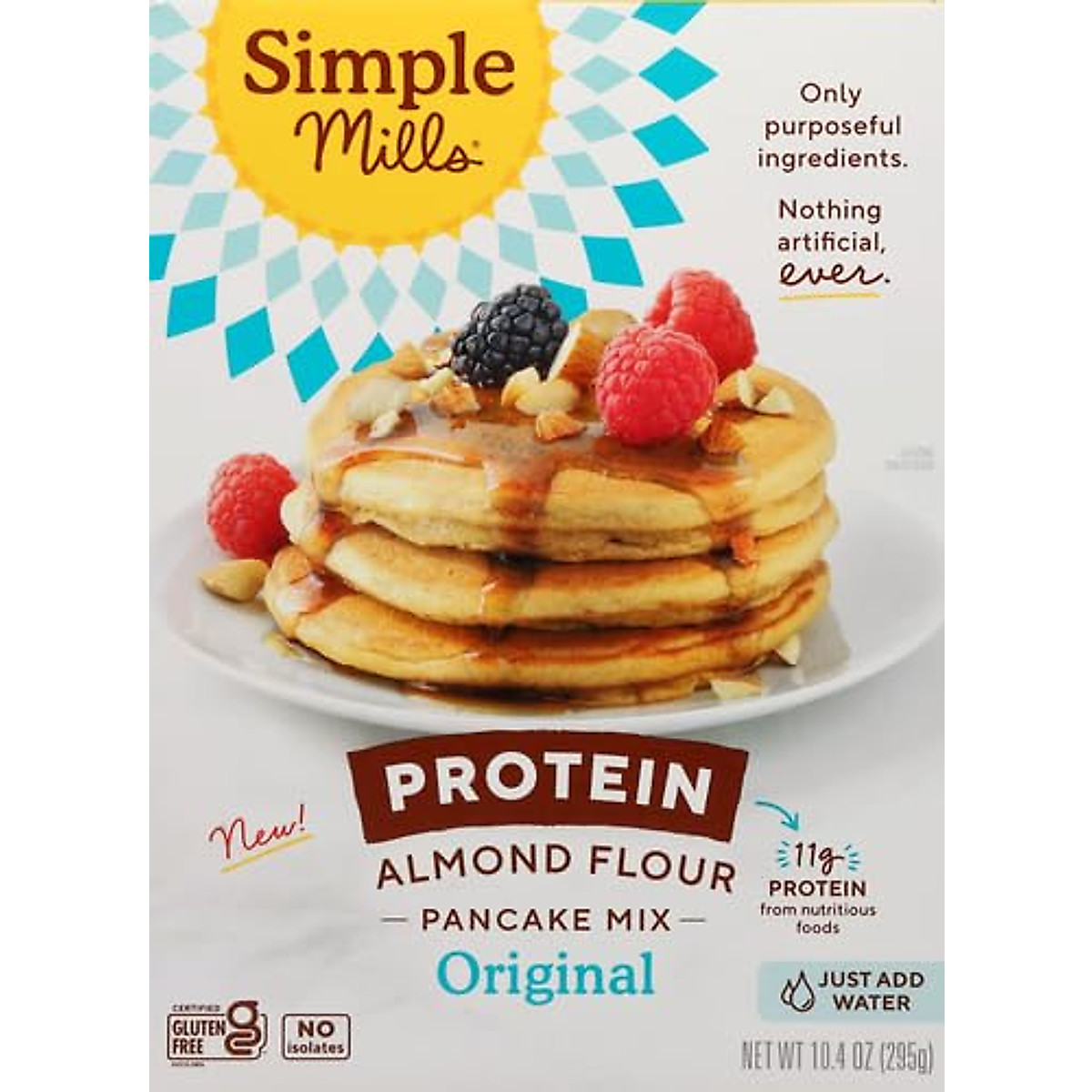 Simple Mills Just Add Water Almond Flour Pancake Mix, Original Protein - Gluten Free, Plant Based, Paleo Friendly, Breakfast, 10.4 Ounce (Pack of 1)