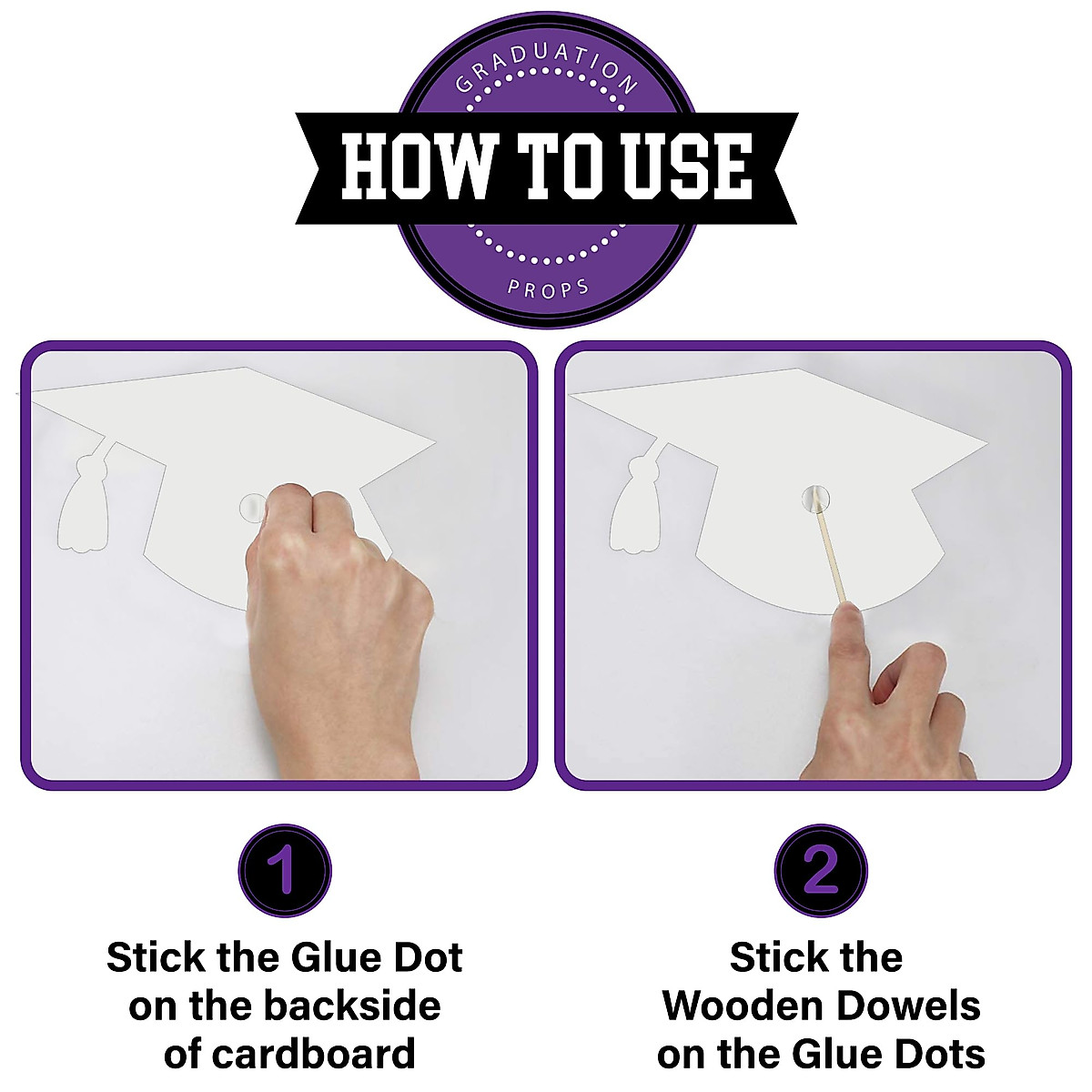 KatchOn, Purple Graduation Photo Booth Props 2024 - Pack of 24 | Purple Graduation Photo Props, Purple Graduation Decorations Class of 2024 | Graduation Picture Props, Graduation Party Decorations