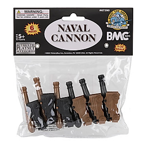 BMC CTS Naval Cannon Artillery - 6pc Black & Bronze Plastic Army Men Accessories
