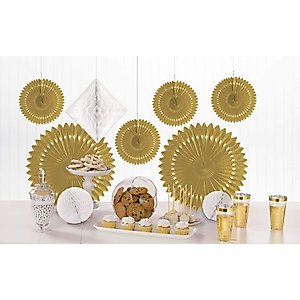 amscan Glam Party Paper Decorating Kit (Gold) - 9 pcs