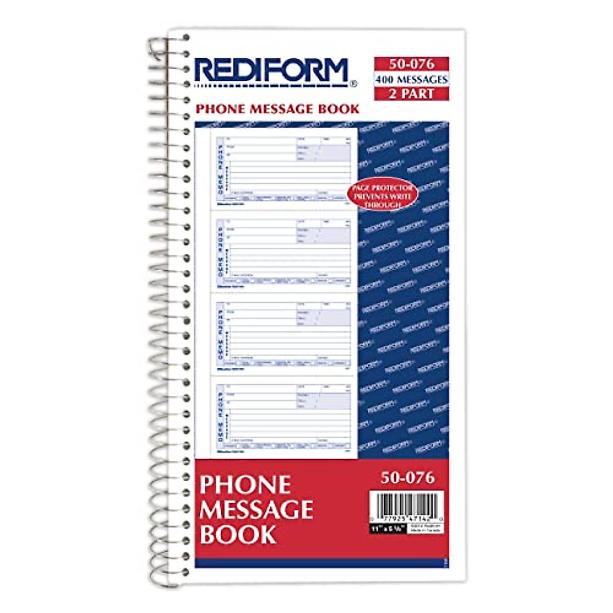 Rediform Telephone Message Book, Two-Part Carbonless, 5 x 2.75, 4 Forms/Sheet, 400 Forms Total