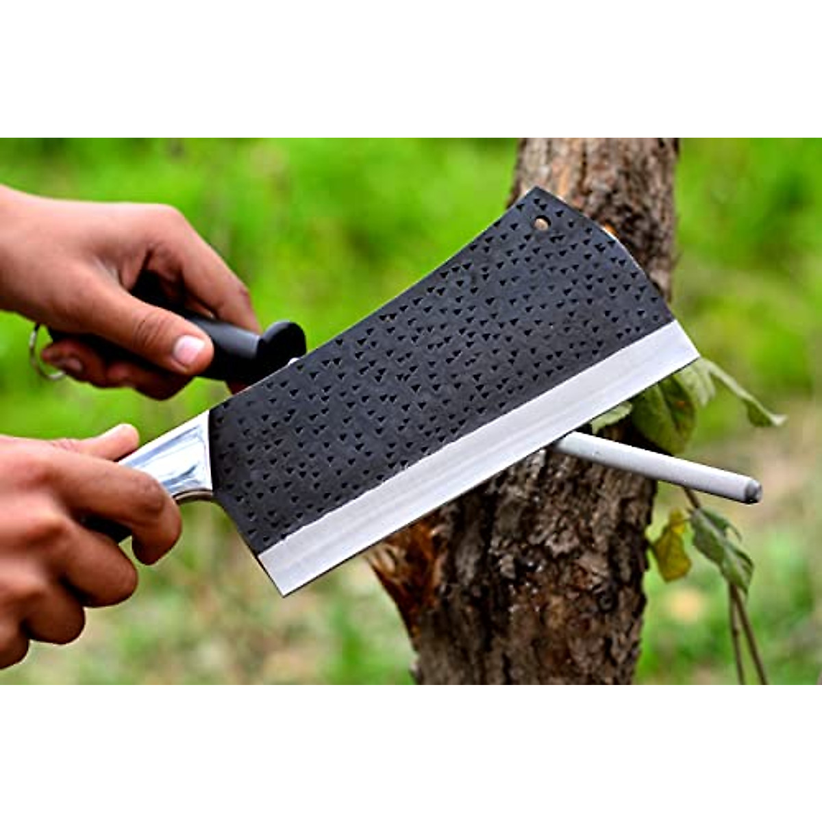 ALZAFASH Cleaver Knife with Sharpening Steel