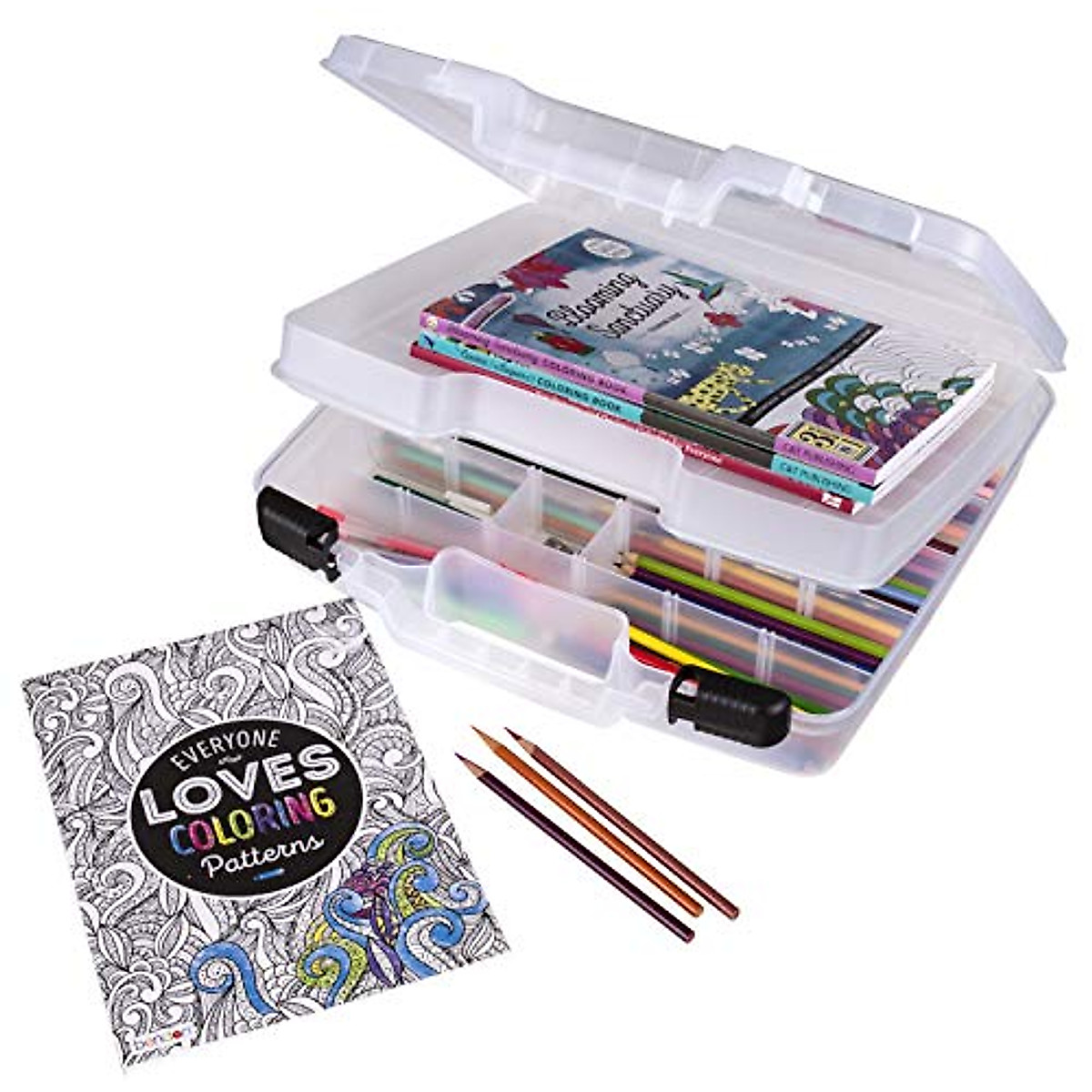 ArtBin 6962AB Quick View Deep Base Carrying Case with Removable Dividers and Tray, Portable Art & Craft Storage Box, 15", Clear