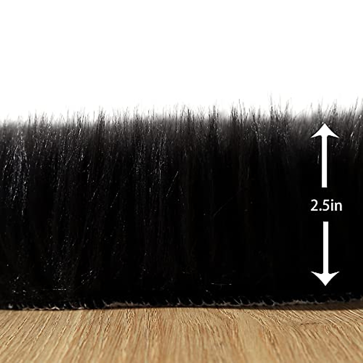 CKLZSAY Luxury Soft Fluffy Deluxe Rug Faux Fur Sheepskin Rug Home Deco Rugs Bedroom Living Room Floor Sofa Cover Seat Cushion Bedside Fuzzy Rug Sheepskin Shape (Black, 2'x6' Sheepskin)