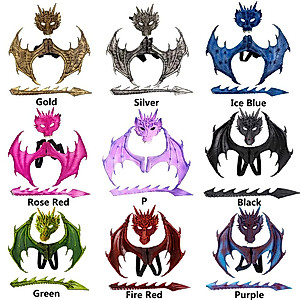 Yinrunx Dragon Cosplay Costumes,Props Wing And Tail Children's Halloween Dress Up Clothes Party Decorations Set (Black Dragon Costume)