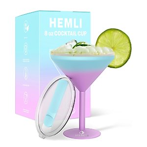 Hemli Insulated Martini Tumbler with Lid, Outdoor Martini Glass, Unbreakable Martini Tumbler, Stainless Steel - 8 oz