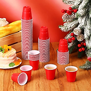 Yetene 500 Pack 2oz Red Plastic Shot Glasses Cup Disposable Shot Glasses Mini Small Disposable Plastic Red Cup for Summer Pool Water Party Snacks Samples Tasting