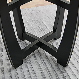 Tempered Glass Dining Table Chair Set with 2 Leather Upholstered Chairs 48" Round Kitchen Table w/ Glasstop & 2 Table Side Chairs for Dining Room Home Kitchen, Transparency&Purplish Blue-2P