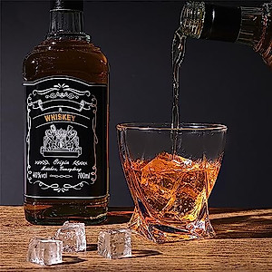 CUCUMI 4pcs 10oz Whiskey Rocks Glasses Old Fashioned Cocktail Glasses,Sphere Ice Molds, for Bourbon Scotch Drinking Bar Glassware Gifts