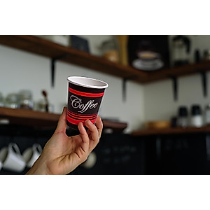 EcoQuality 10oz Classic Durable Disposable Paper Coffee Hot Cups For Hot/Cold Drink, Coffee, Tea, Cocoa, Travel, Office, Home, Cider, Hot Chocolate, To go (10 ounce - 50 Count Cups) (50)