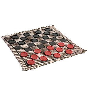 Multiflex Designs Jumbo Checkers Rug Game, 3 Inch Diameter Pieces (12 Red /12 Black), Machine Washable, The Giant Original, Classic Family Fun Kid Activity, Lightweight/Travel Friendly, Indoor/Outdoor