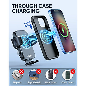 YITUMU Wireless Car Charger,15W Qi Fast Charging Car Charger Phone Holder Mount for Car Air Vent Compatible with iPhone 14 13 12 11 Pro Max/XR/XS/X, Samsung S23/S22/S20