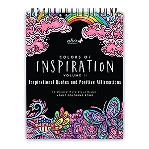 ColorIt Colors of Inspiration Volume 2 Inspirational Quotes and Positive Affirmations Adult Coloring Book, 50 Original Designs, Spiral Binding, USA Printed, Lay Flat Hardback Book Cover, Ink Blotter