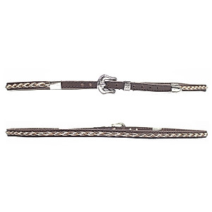 Western Hat Band for Cowboy Hats by Silver Canyon, Brown Leather with Tan, Brown, Natural Braided Horsehair