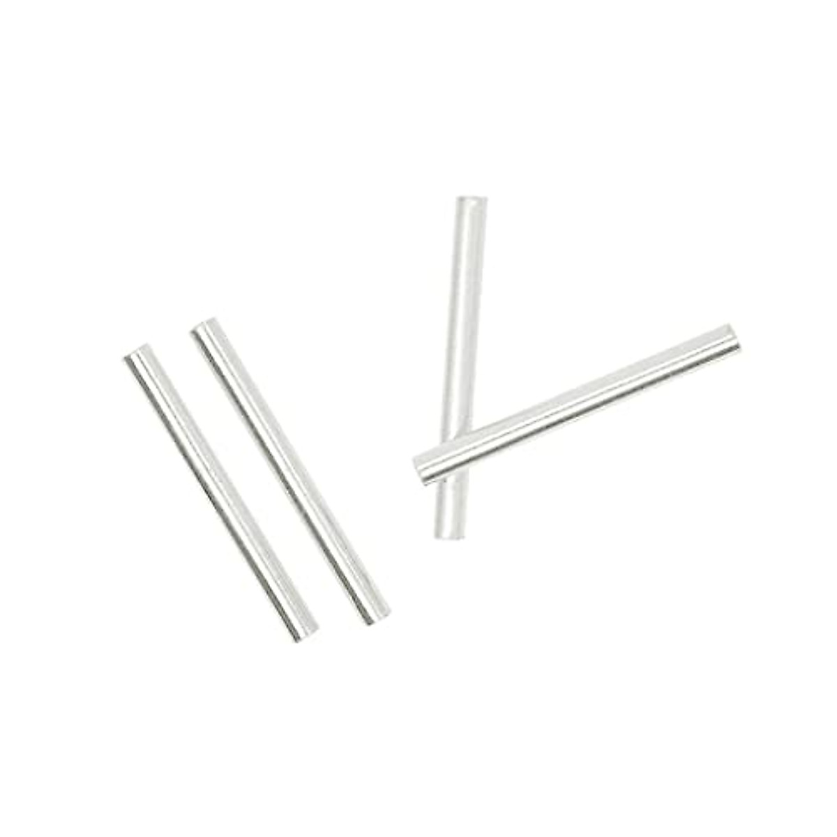 Baosity 50x 20x2mm Smooth Long Straight Tube Noodle Bead Jewelry Making - Silver White