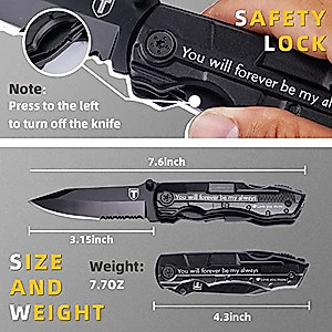 TRSCIND Pocket Knife Engraved Multitool, Love You More, Personalized Gifts for Mens, Unique Anniversary Birthday Gifts for Him husband Boyfriend, Perfect Gifts for Camping Hunting Fishing