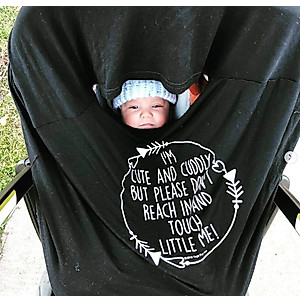 Car Seat 5 in 1 Cover - I'm Cute & Cuddly But Please Don't Touch Little Me (Black)