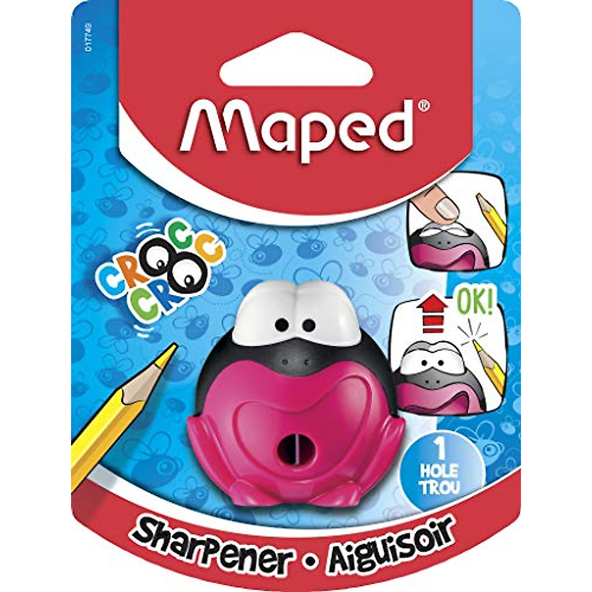 Maped Croc Croc Signal 1 Hole Pencil Sharpener, Assorted Colors (017749)