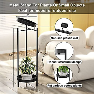 Fashionoda 30" Plant Stand, 2 Tier Metal Flower Plants Holder with 2 Removable Display for Indoor or Outdoor,Pot Plant Planter Display(30 X 10in,Black)
