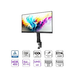 GIGABYTE M28U-AE Arm Edition 28" 144Hz 2160P UHD-KVM Gaming Monitor, 3840 x 2160 4k SS IPS Display, 1ms (GTG) Response Time, 94% DCI-P3, HDR Ready, FreeSync Premium Pro