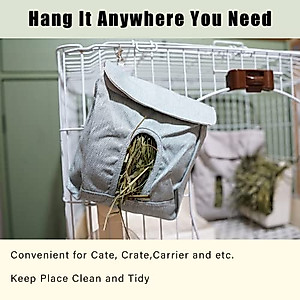Rabbit Hay Feeder Guinea Pig Food Bowl, Hay Bag Feeders for Small Animal Cages, Crate Food Bag Holder with Hooks, Bunny Chinchilla Accessories