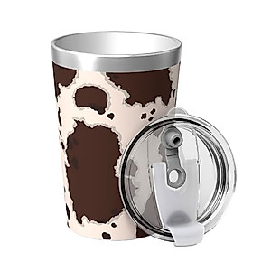 Cow Print Cute Animal Brown Spot Cow Animal Lover Gifts - 12oz Insulated Travel Mug Stainless Steel Vacuum Coffee Cup Double Wall Coffee Tumbler Reusable Thermal Cup for Hot/Iced Beverage